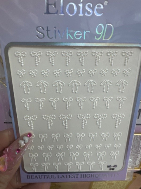 Stickers moñitos blancos 9D - Nailsroommg