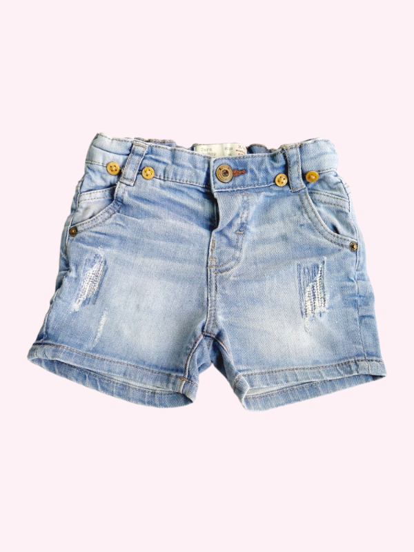 Short de jean clarito con rotura Zara 3/6 meses - Ropita Linda