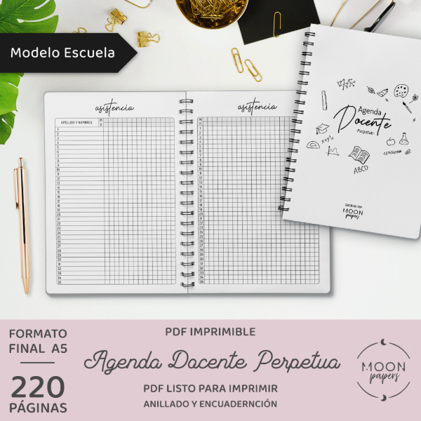Agenda Docente Perpetua - Escuela - Moon Papers
