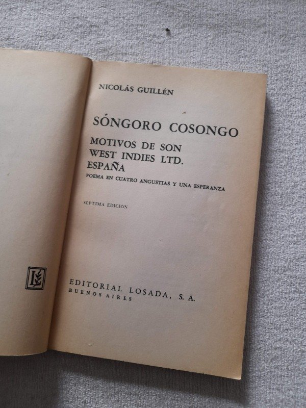Songoro Cosongo- Nicolás Guillen - Biblioteca Clásica Losada - Libros ...