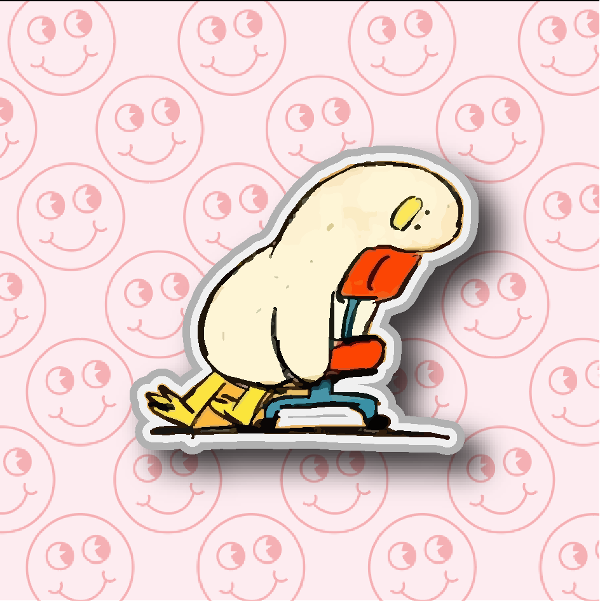 Pato cansado en una silla - Tienda de Stickers