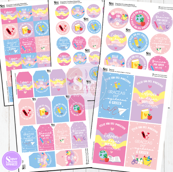 KIT IMPRIMIBLE FELIZ DÍA DEL MAESTRO - Supernova Imprimibles