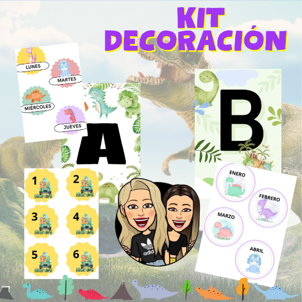 KIT DECORACIÓN. DINOSAURIOS - Andamos Creando