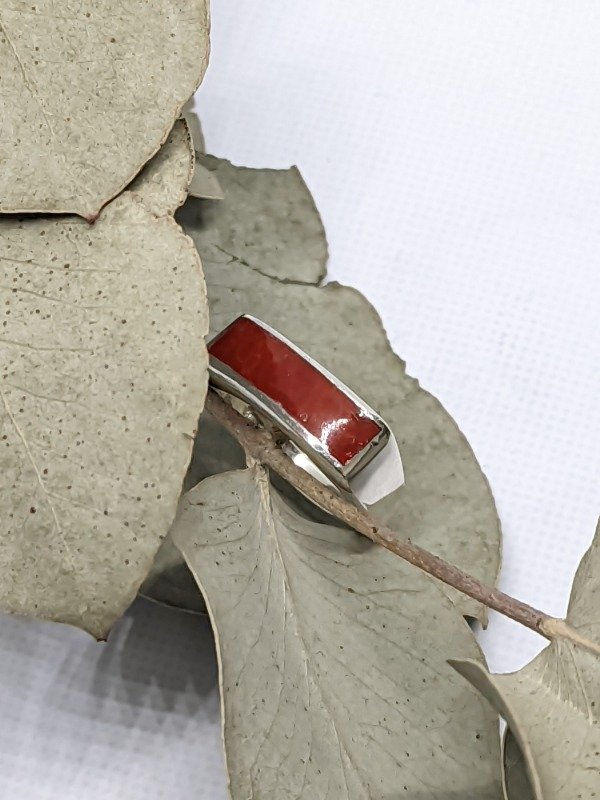 Anillo Nacar Plano Rojo - joyasrebrant