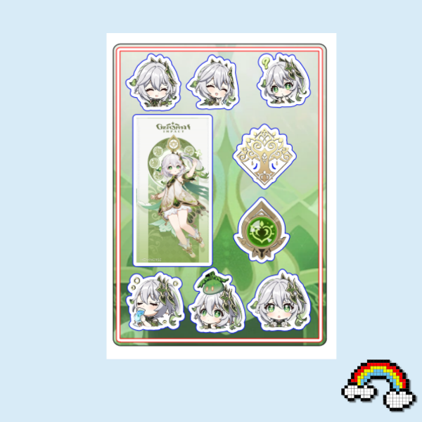 Plancha de Stickers Nahida Genshin Impact - arcoiris
