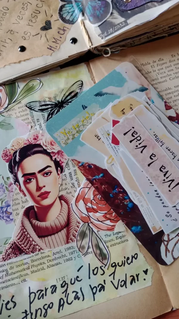 Stickers Frida rosa y moca - Merchas Journaling