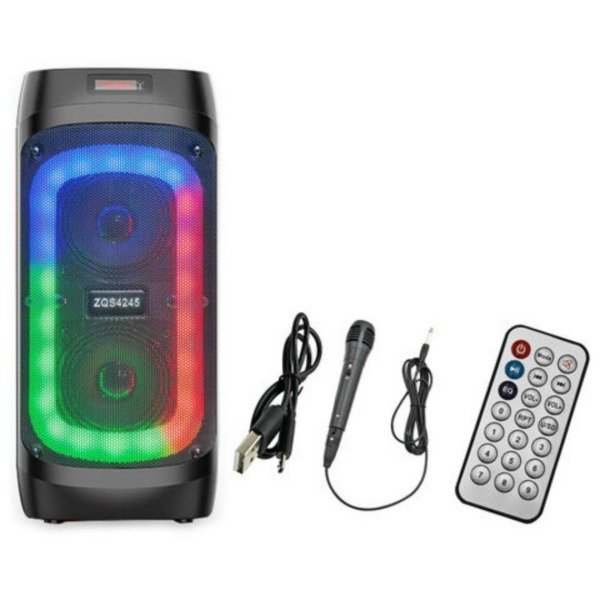 PARLANTE KARAOKE PORTÁTIL ZQS 4245 CON MICRÓFONO Y CONTROL 30W - PIPOS TELEFONIA