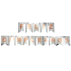 BANDERIN FC PLATEADO / LETRA ROSE GOLD - Sorbetes cancheros