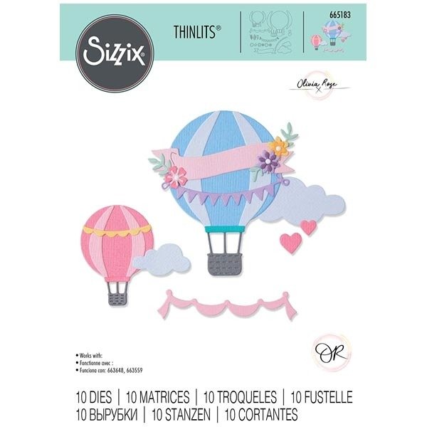 Sizzix Thinlits Dies Olivia Rose Hot Air Balloon - Sakura Tienda Creativa