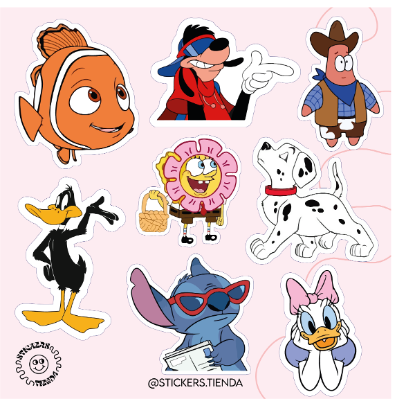 Plancha mediana personajes - Tienda de Stickers