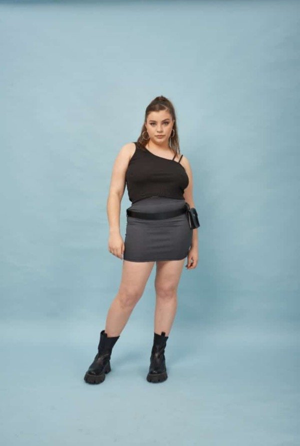 Pollera SIMIL JEANS negra - Valanaonline