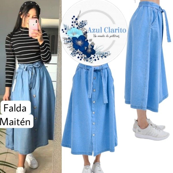 Polleras de jeans - Azul Clarito
