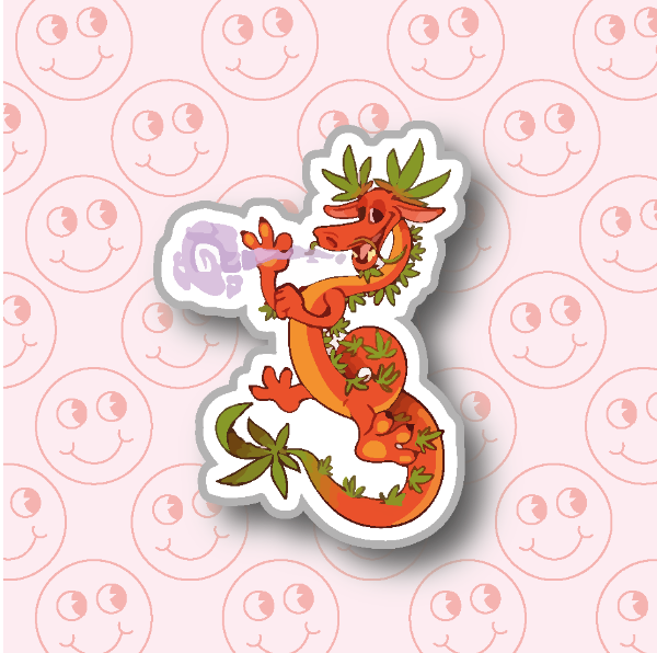 Dragón con humo - Tienda de Stickers
