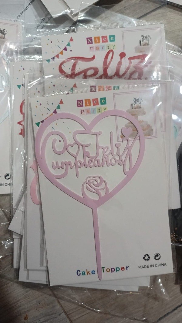 Topper rosa para torta - Mirian dulce golosinas