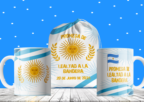 PACK BOLSITAS Y TAZAS JURA A LA BANDERA II - Abigail Imprimibles