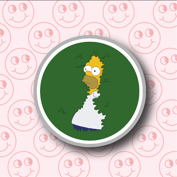 Homero escondiéndose en la planta - Tienda de Stickers