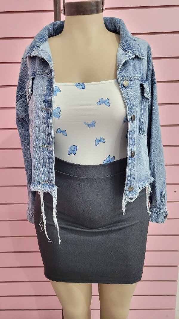 Pollera SIMIL JEANS negra - Valanaonline