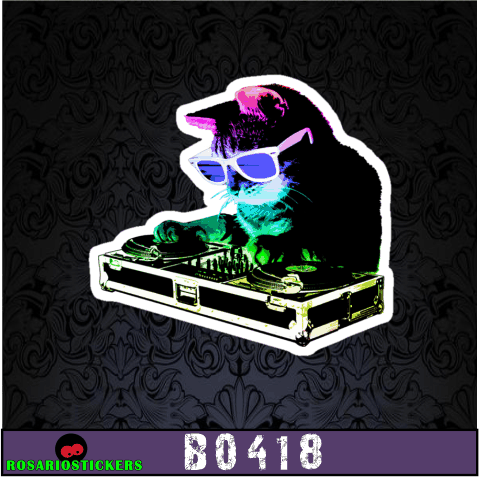 B0418 - Gatito gato con lentes DJ - RosarioStickers