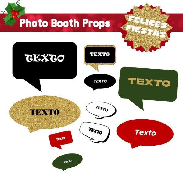 Photo Props Imprimible Navidad y Año Nuevo Editables + PDF - Wook ...