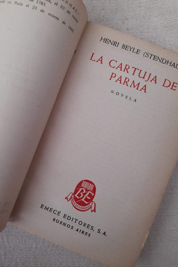 La Cartuja De Parma - Stendhal - Biblioteca Emecé de obras universales ...
