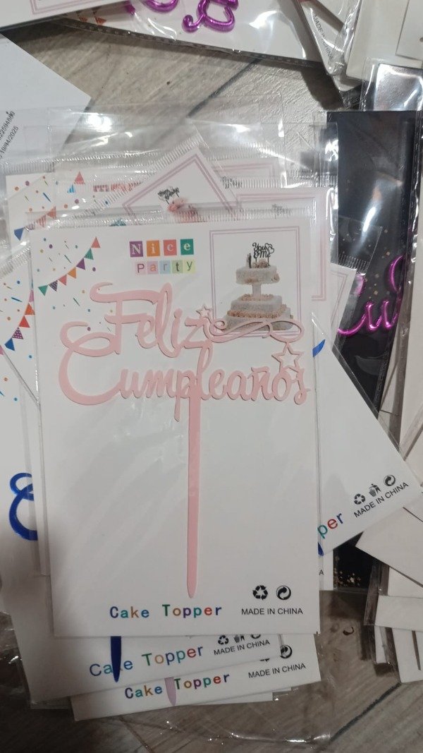 Topper rosa para torta - Mirian dulce golosinas