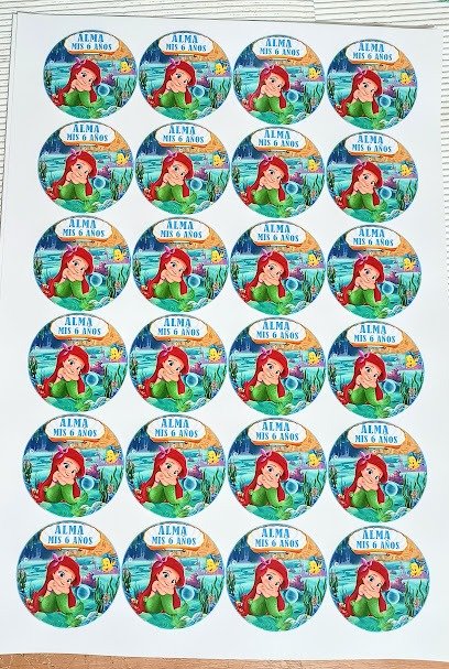 stickers por plancha de la sirenita ariel - Mirian dulce golosinas