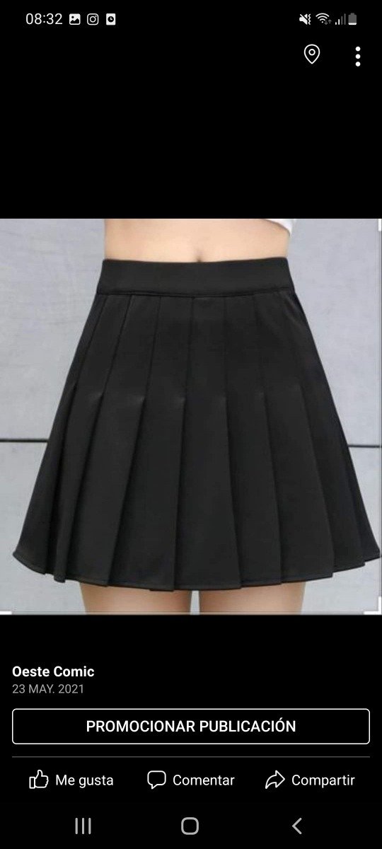 Pollera Tableada Negra Lisa - Oeste Comic