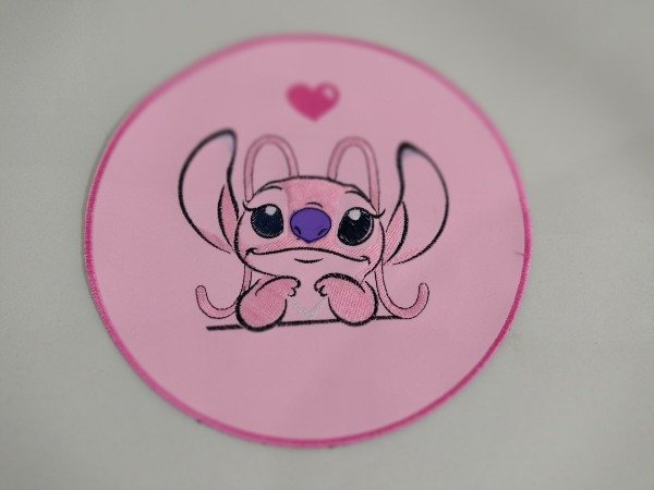 Individual Stitch Rosa Angela redondo Bordado - Otaku Cine y Animé