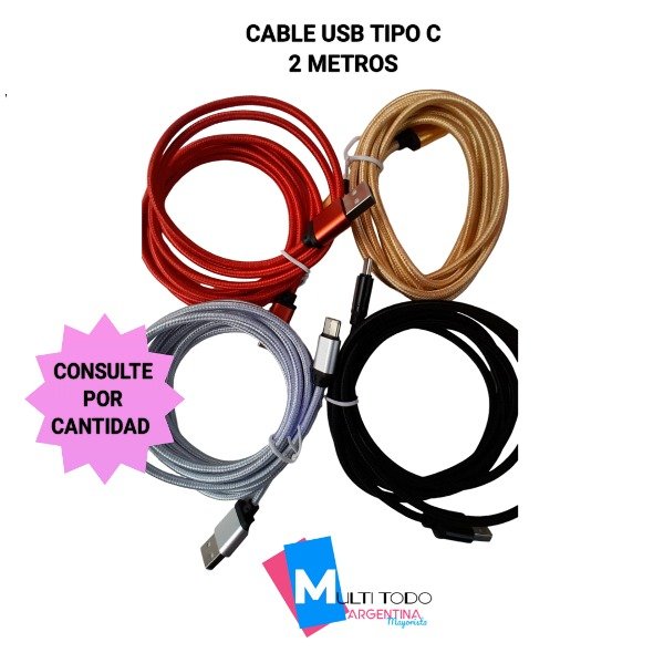 CABLE USB TIPO C 2 METROS - Multitodoargentina