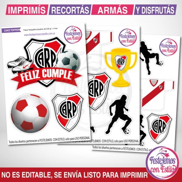 River Plate Cake Topper Imprimible - Festejemos con estilo
