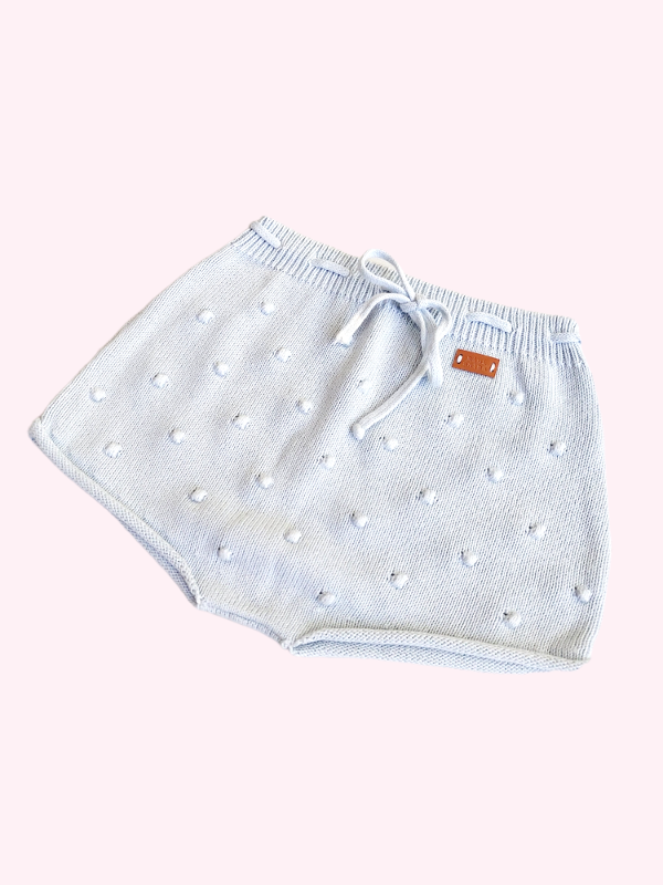 Short pañalero tejido con pelotitas celeste Mini Anima 2/3 años ...
