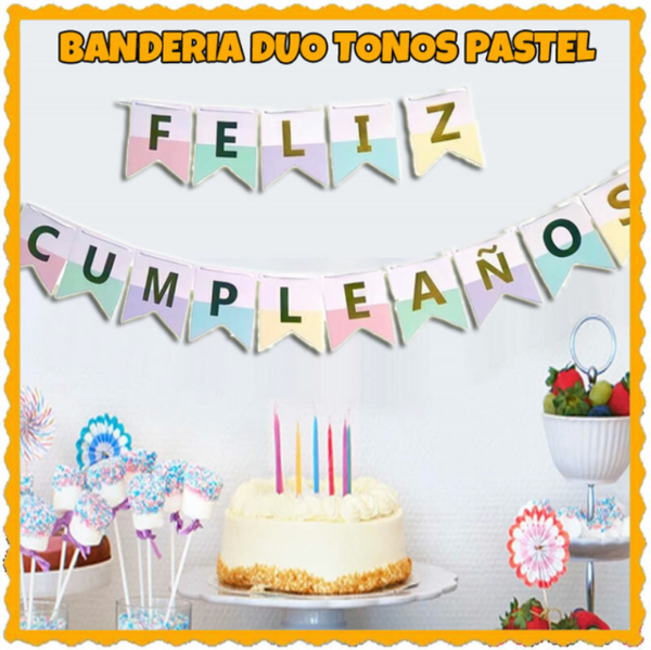 Banderín tonos pastel - Mirian dulce golosinas