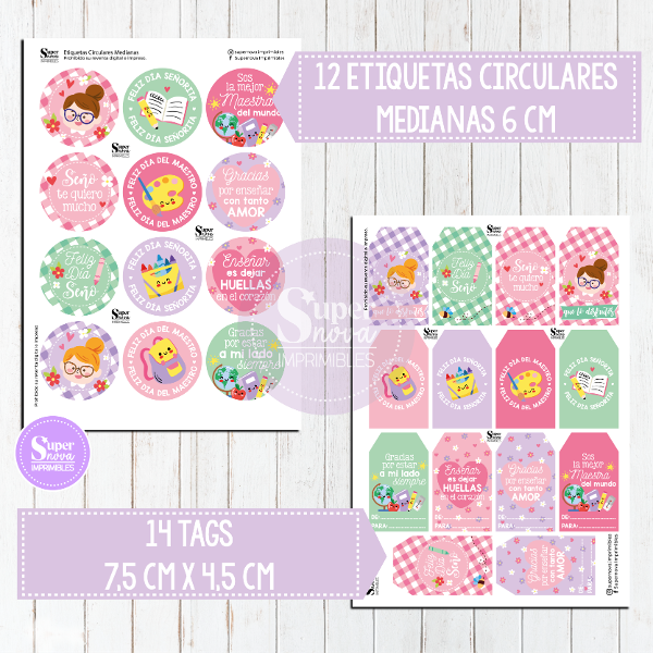 KIT IMPRIMIBLE FELIZ DÍA SEÑO MAESTRA - Supernova Imprimibles