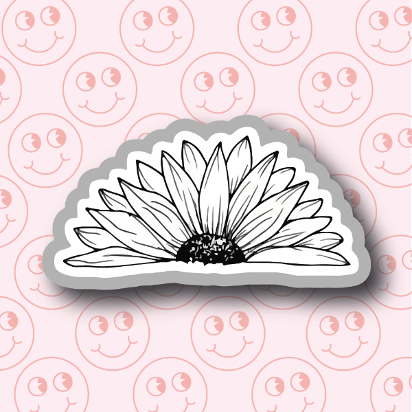 Medio girasol black and white - Tienda de Stickers