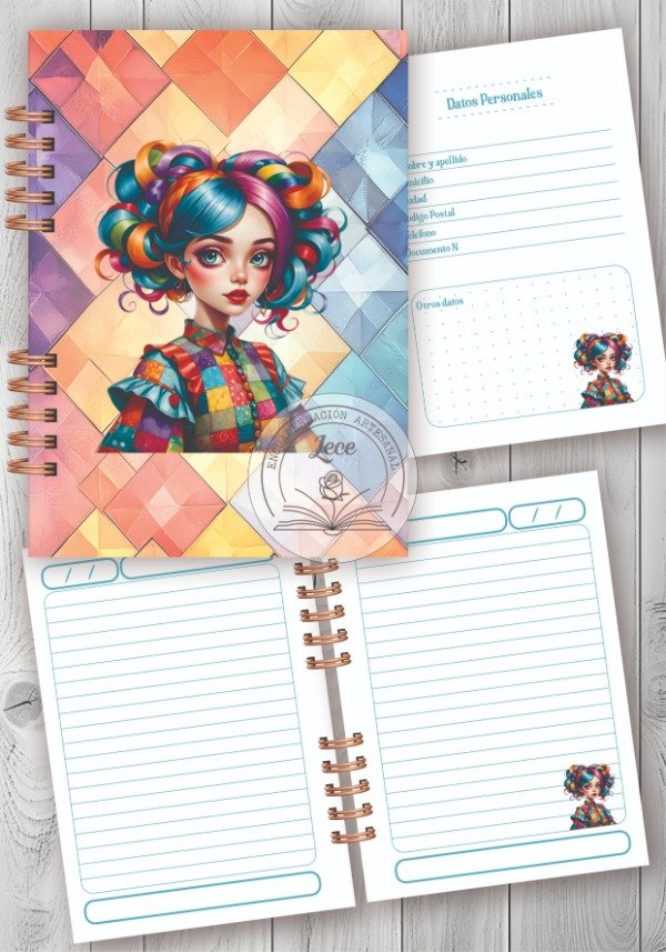 Pack imprimible cuadernos Chicas Patchwork - Lece Encuadernación