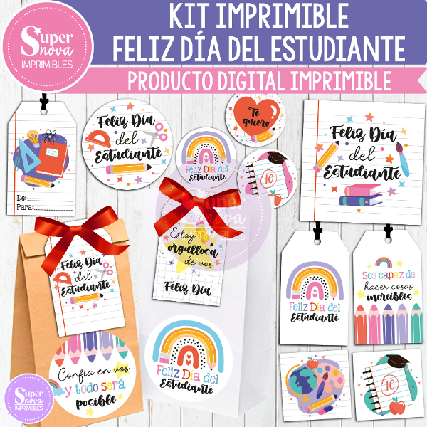 KIT IMPRIMIBLE FELIZ DÍA DEL ESTUDIANTE - Supernova Imprimibles