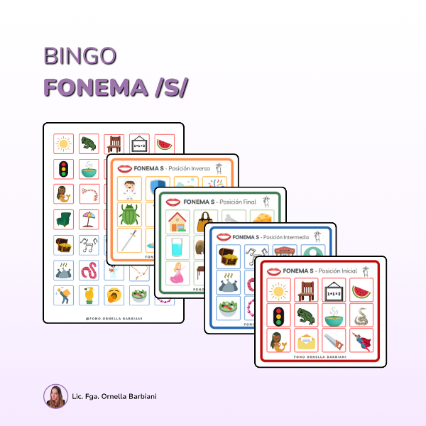 Bingo: Fonema S (agrupado) - Fono Ornella Barbiani