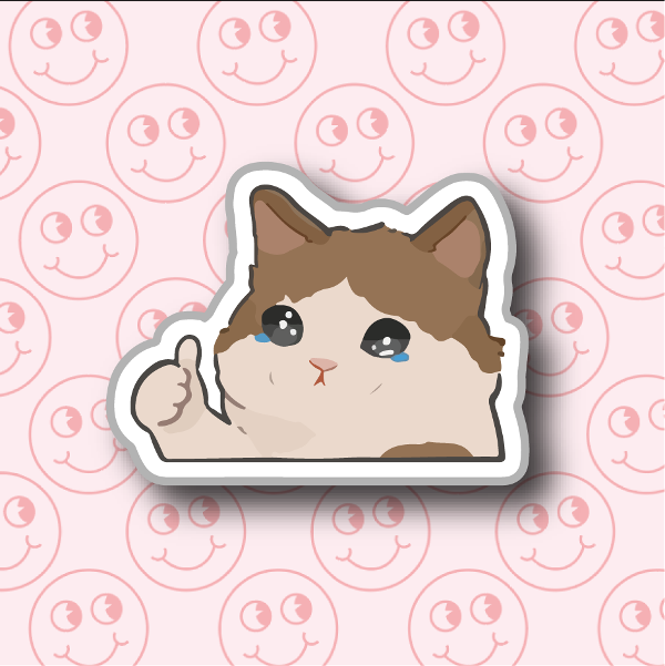 Gato triste todo ok - Tienda de Stickers
