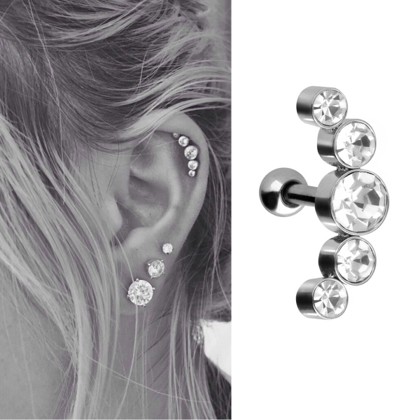 HELIX CLUSTER 5 STRASS - COLOR A ELECCIÓN - Modlover