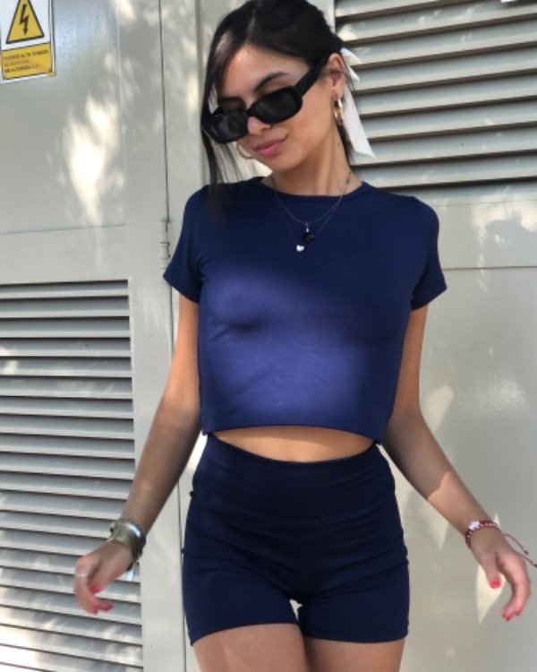 Crop top - Azul marino - Manga corta - Nala