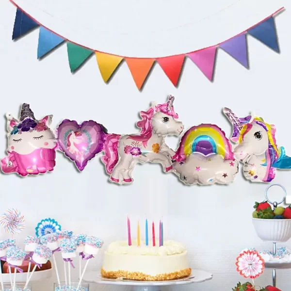 Banderin de globo guirnalda unicornio dreams arcoiris pony 80 cm ...