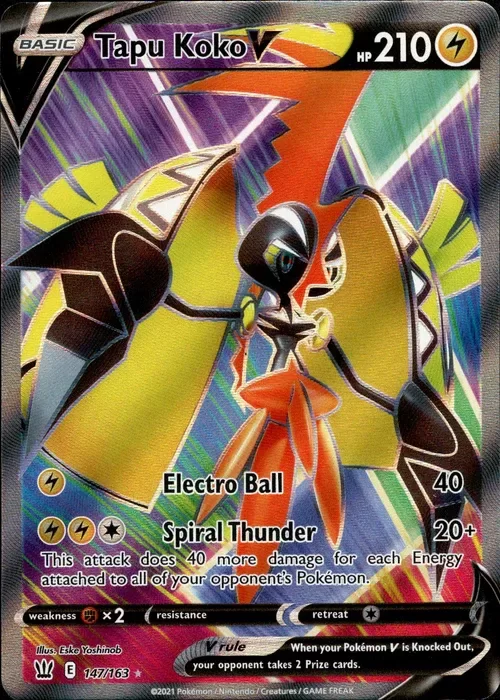 Tapu Koko V Full Art - 147/163 - Battle Styles - ALUMINETCG