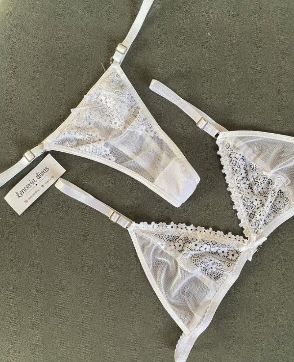Conjunto de microtul y encaje - Lenceria Divas
