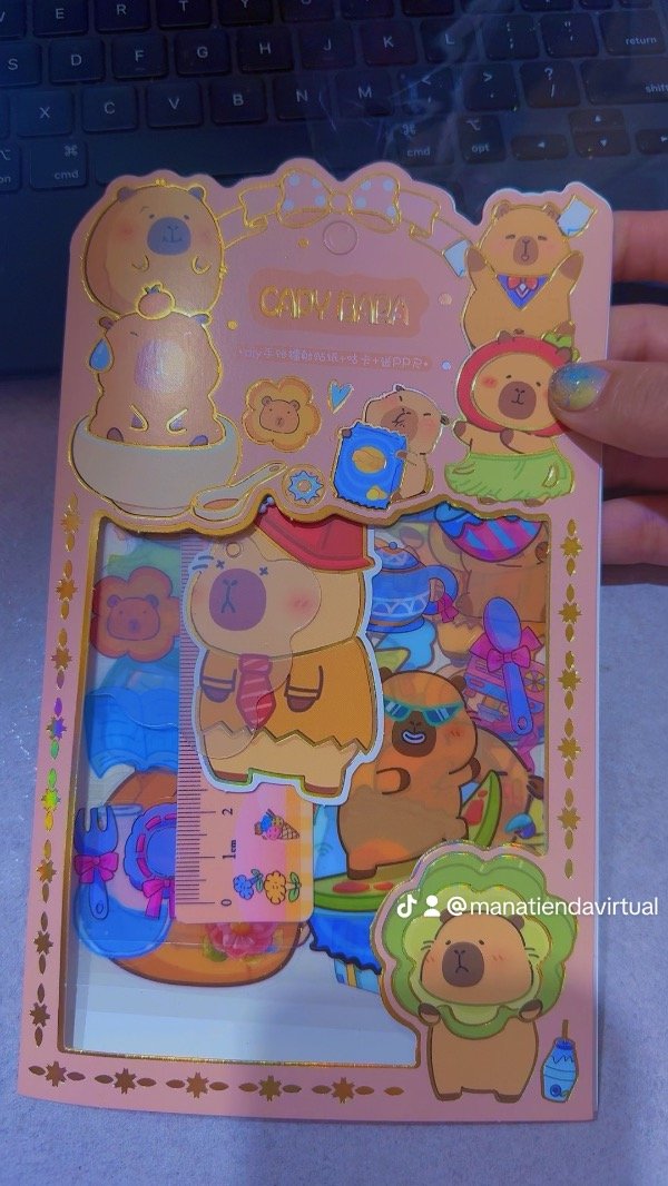 SET DE REGLA STICKERS Y LLAVERO CAPIBARA - Mana tienda virtual