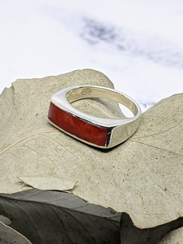 Anillo Nacar Plano Rojo - joyasrebrant