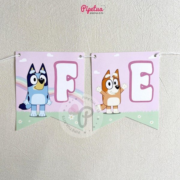 Banderín Bluey Rosa - Pipetua Kits