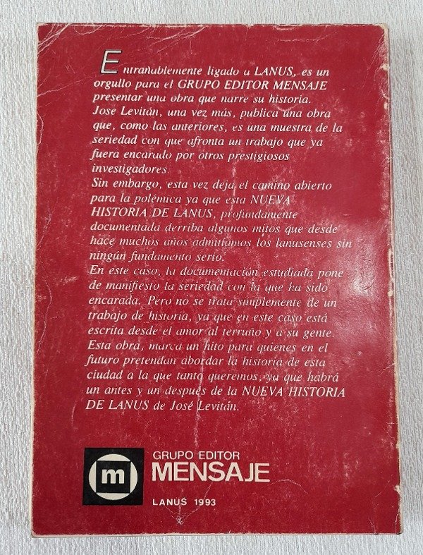 Nueva Historia De Lanús - José Levitan - Libros Usados Tandil