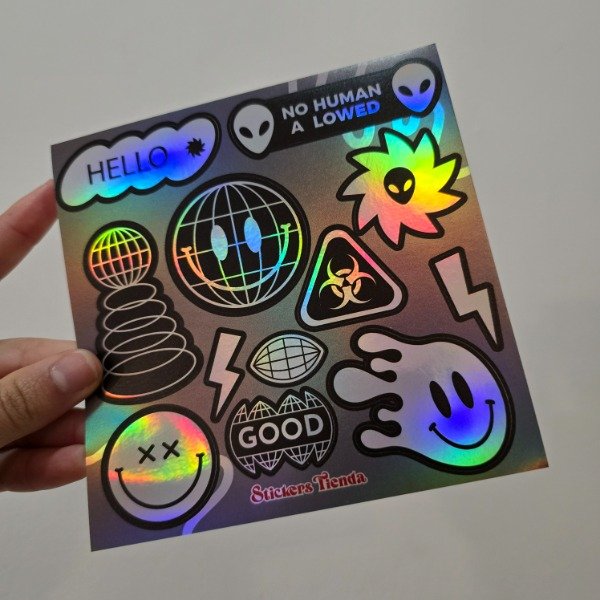 Stickers holográficos No human allowed - Tienda de Stickers