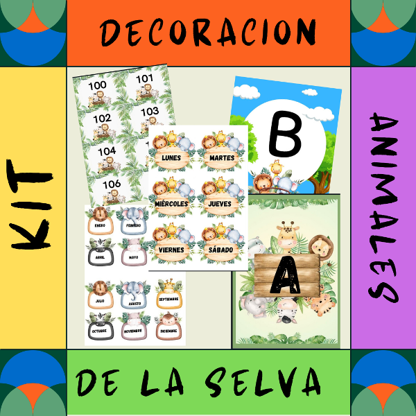 KIT DECORACIÓN. ANIMALES DE LA SELVA - Andamos Creando