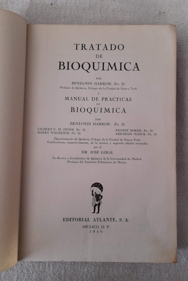 Tratado De Bioquímica - Benjamín Harrow - Editorial Atlante - Libros ...